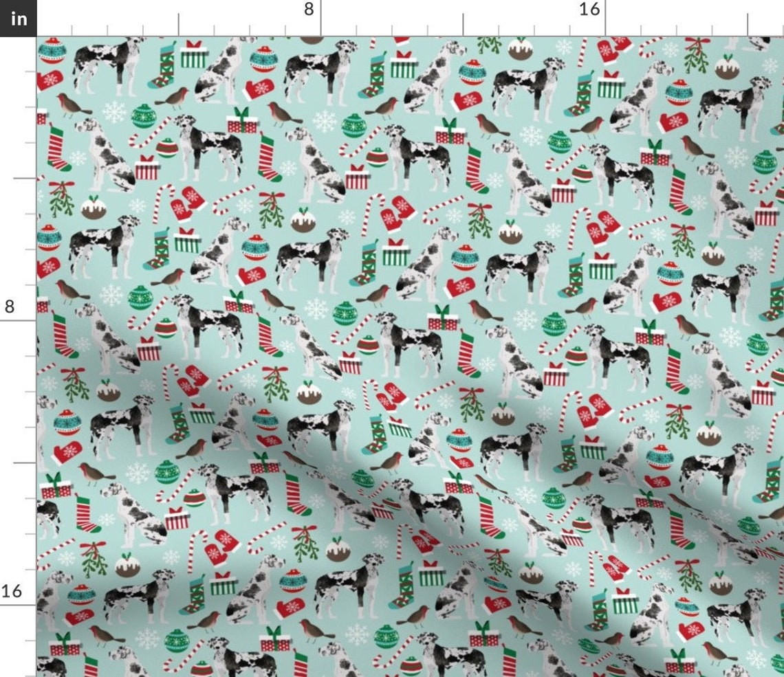 Great Dane Fabric Great Dane Christmas Holiday Dogs Fabric - Etsy