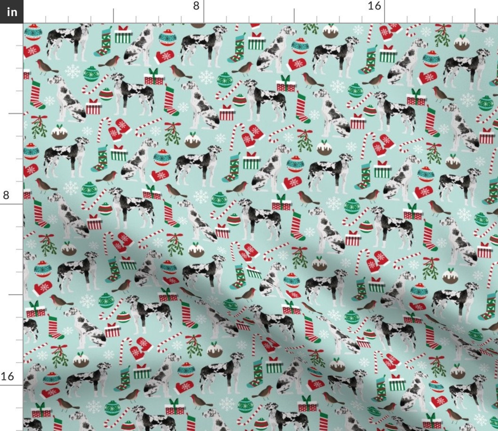Great Dane Fabric Great Dane Christmas Holiday Dogs Fabric - Etsy