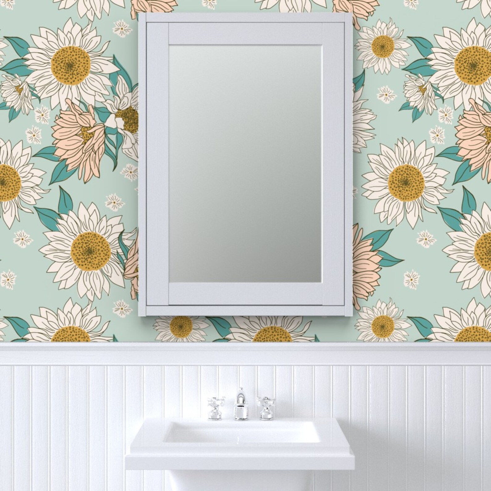 Jumbo Sunflower Wallpaper Boho Sunflowers by Indybloomdesign | Etsy