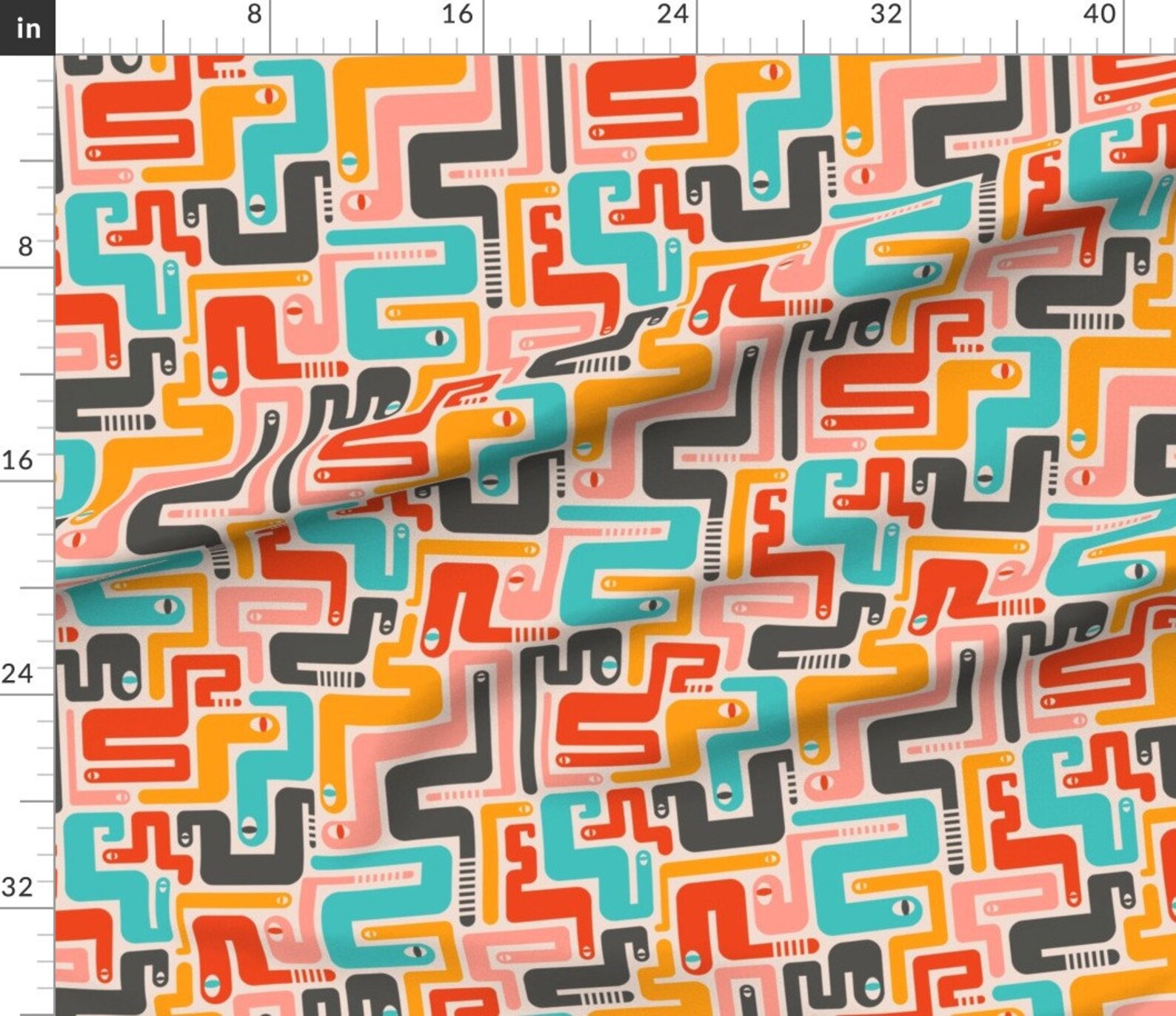 Retro Snake Fabric Mid Century Snake Pattern by Jackietahara - Etsy