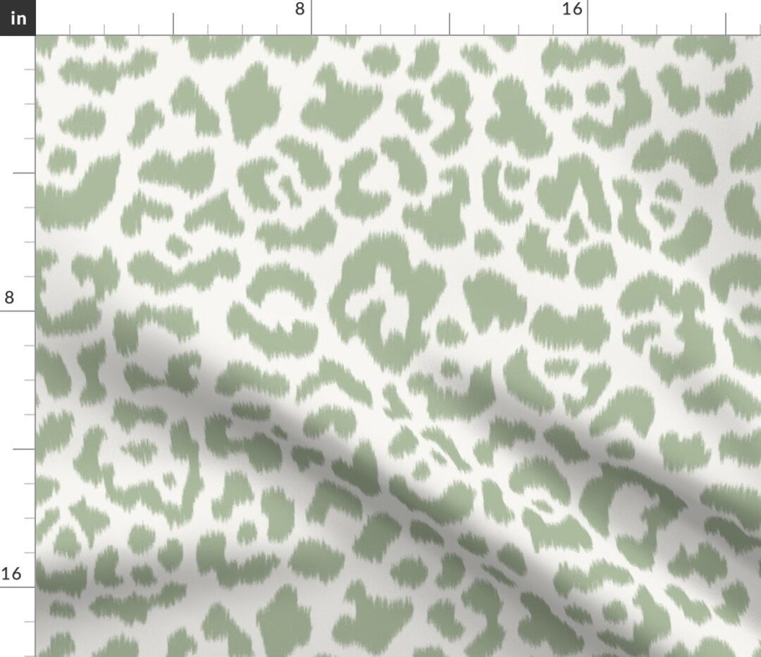Sage Green Leopard Fabric Ikat Leopard by Danika_herrick Animal Print ...