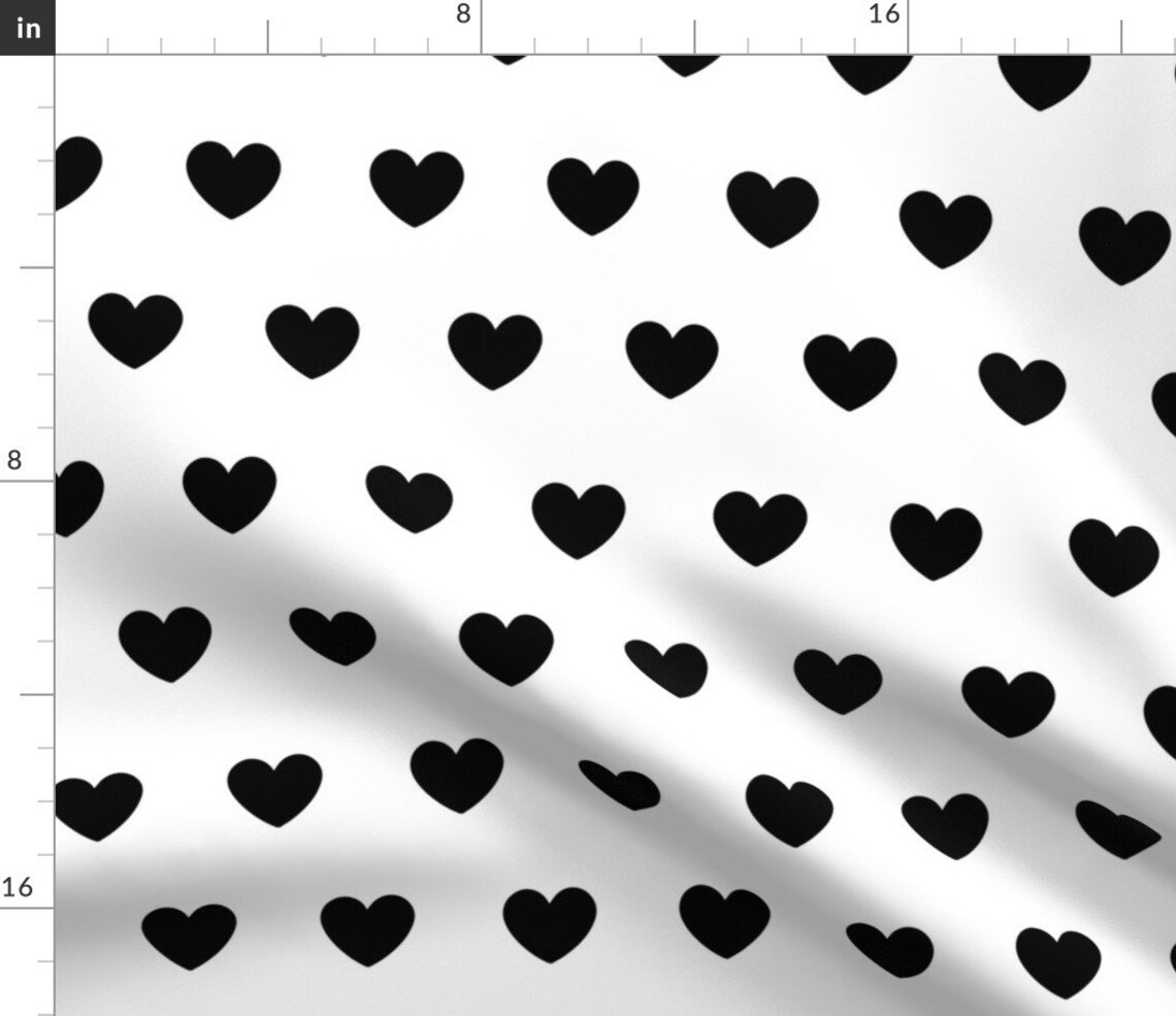 Black Love Hearts Fabric Black Hearts by Ivieclothco Polka | Etsy