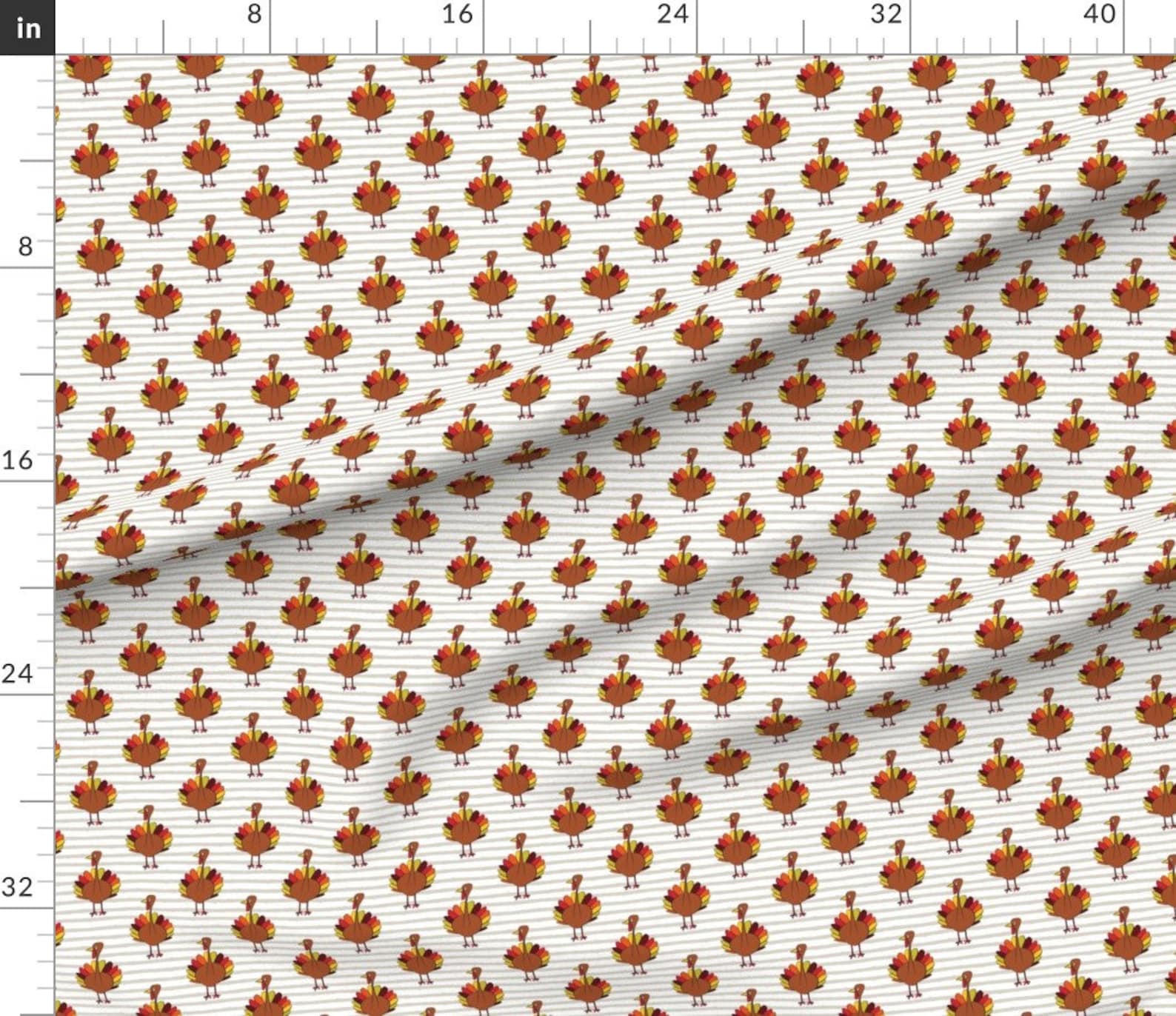 Thanksgiving Fabric Turkey Stripes Thanksgiving Day by - Etsy