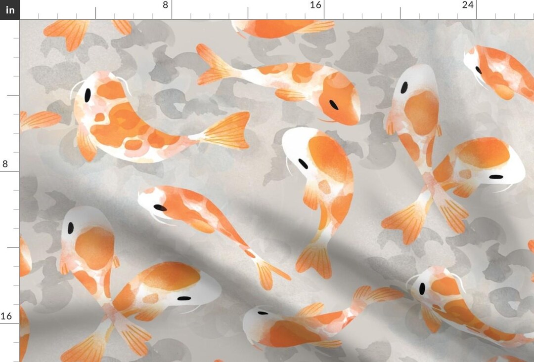 Koi Fish Fabric - Japanese Koi Fish by Tarynosaurus - Koi Fish Pond ...