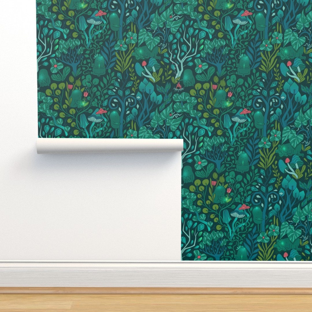 Emerald Forest Wallpaper Emerald Fairy Woodland by - Etsy