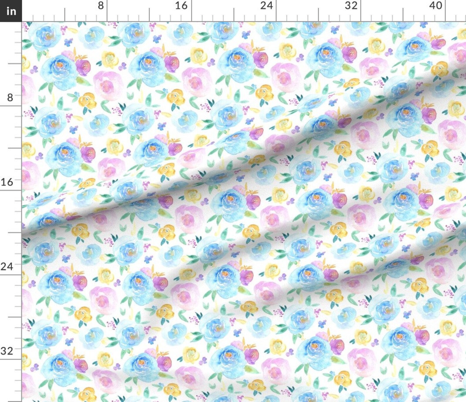 Pastel Floral Fabric Watercolor Flowers Roses by - Etsy