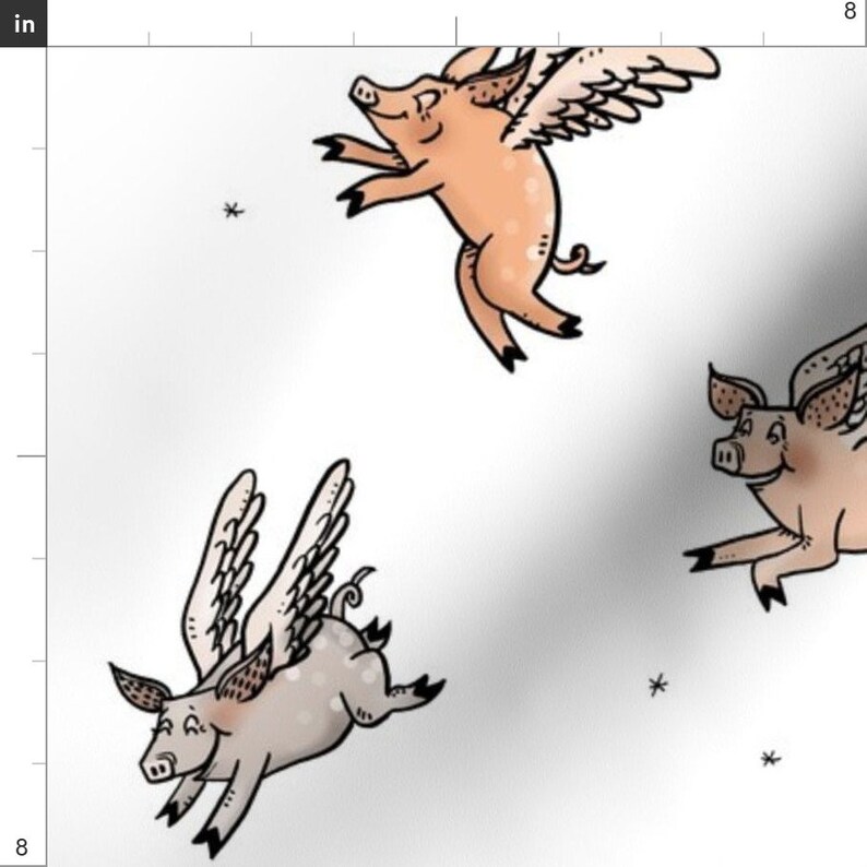 When Pigs Fly Fabric Pigs Stars by Taraput Watercolor Pig - Etsy