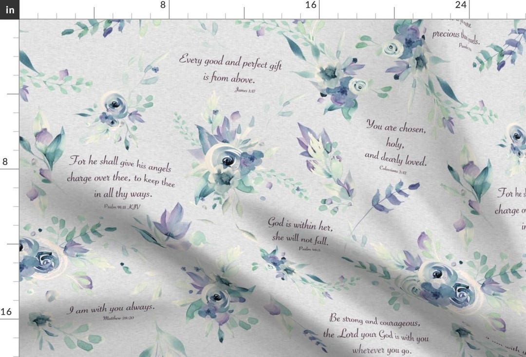 Floral Bible Verse Fabric - Scripture for Her by Sugarpinedesign ...