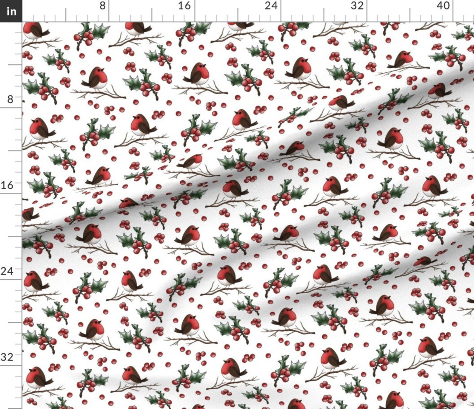 Robin Fabric Robin and Holly by Trinetollefsen Robin - Etsy