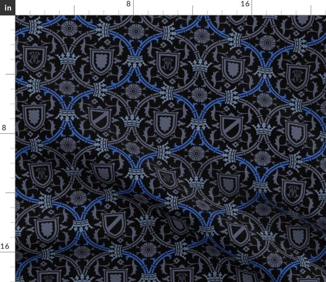 Blue Medieval Renaissance Fabric Royal Serpentine 880h by Muhlenkott ...