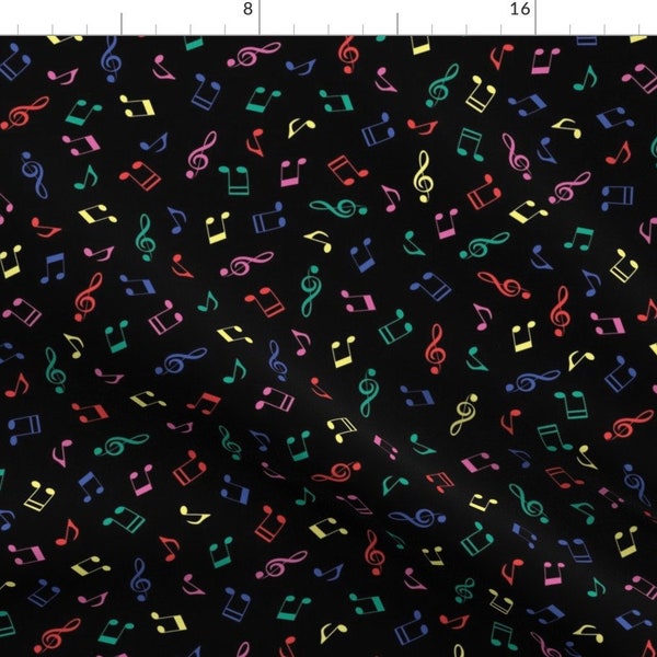 Musical Notes Black Fabric - Etsy