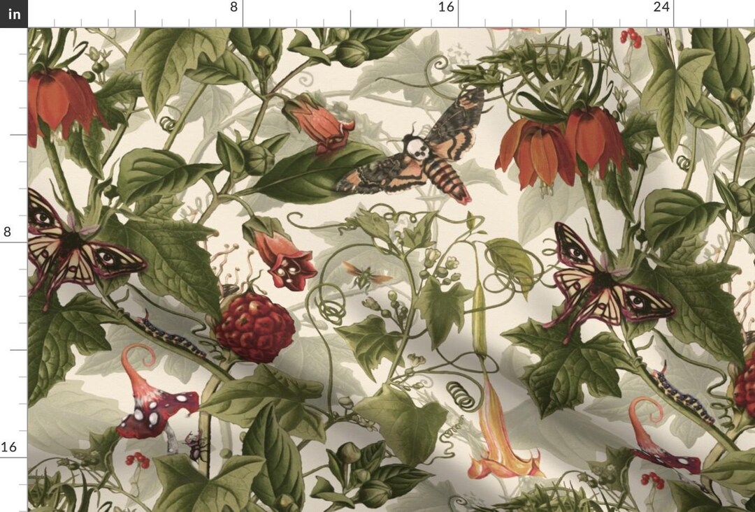 Botanical Poison Fabric - Pick Your Poison by Fischkandi - Gothic Muted ...