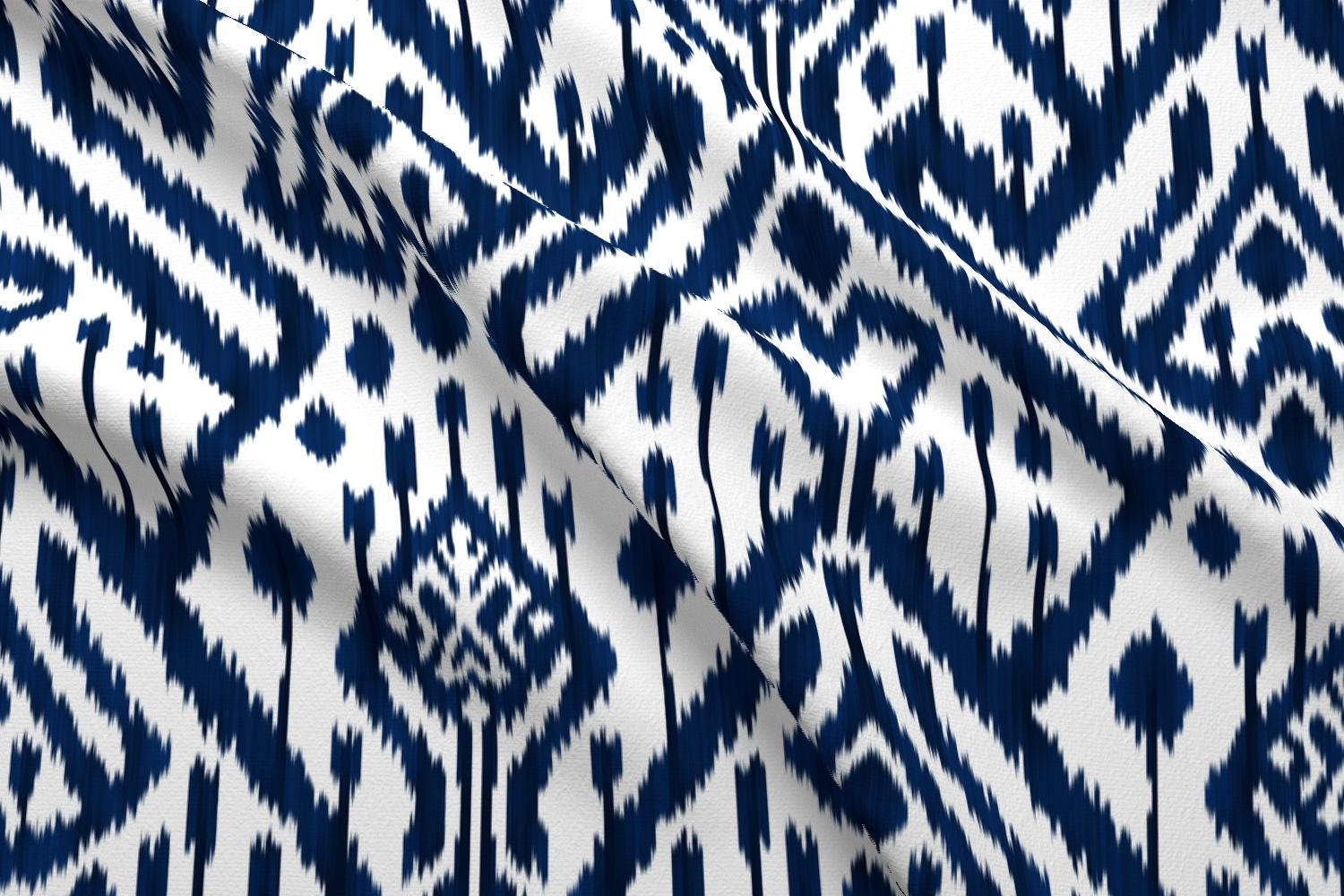 Abstract Indigo Ikat Fabric Indigo Deco Ikat Smlr By | Etsy