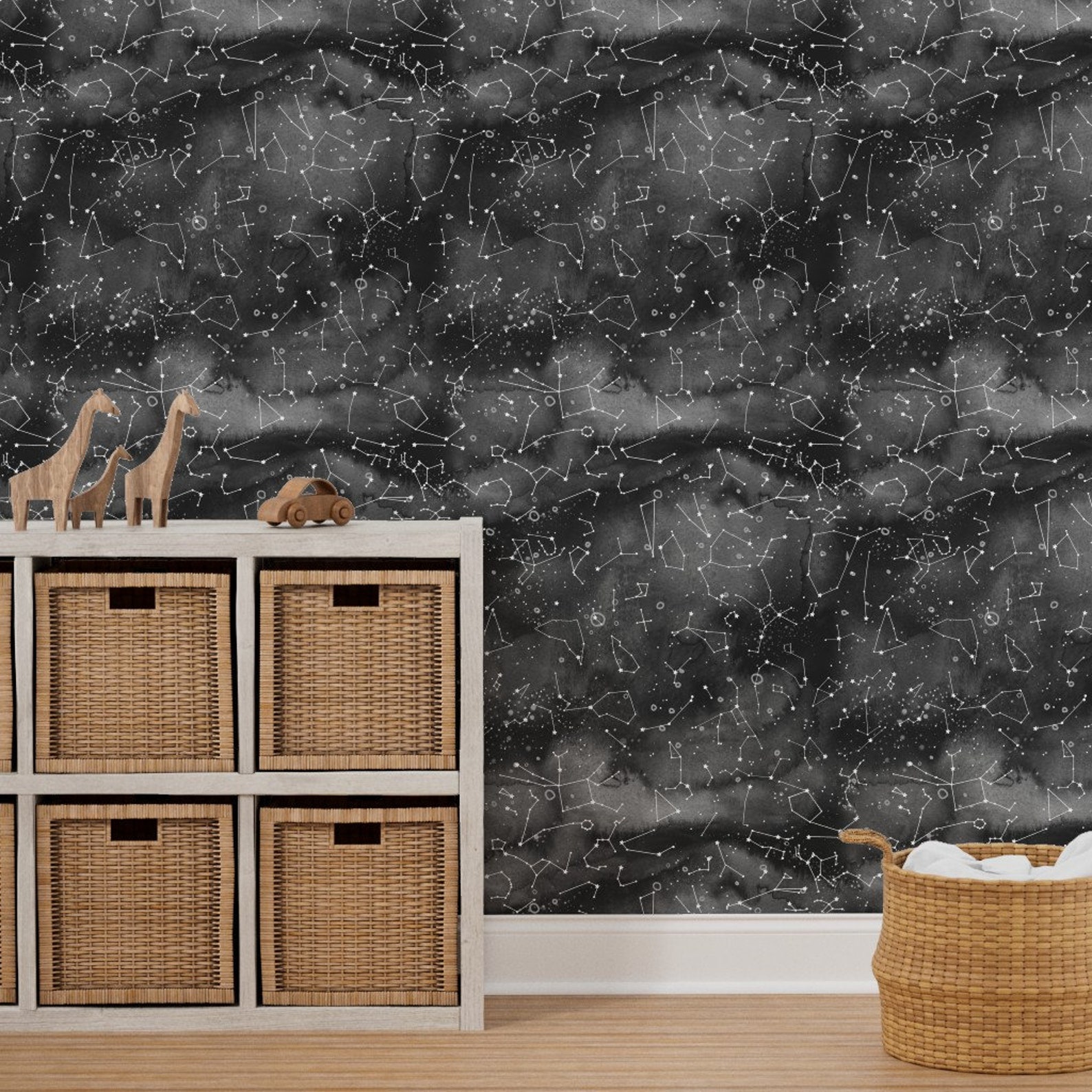 Space Wallpaper Constellations by Emerysmithstudio Gray - Etsy