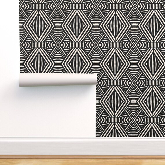 Geo Wallpaper Tribal Geometric Bw Rotate by Crystal Walen - Etsy