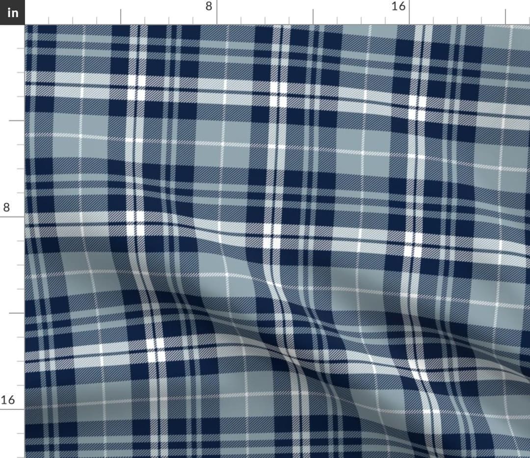 Fall Plaid Fabric Fall Plaid Navy Rustic Woods Blue White by ...