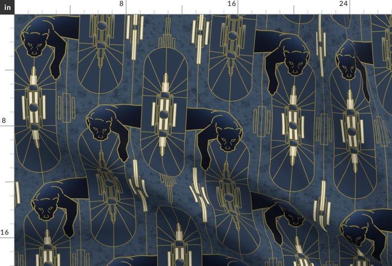 Art Deco Jungle Fabric - 1920s Panther by Lucy_conway - 1920s Panther ...