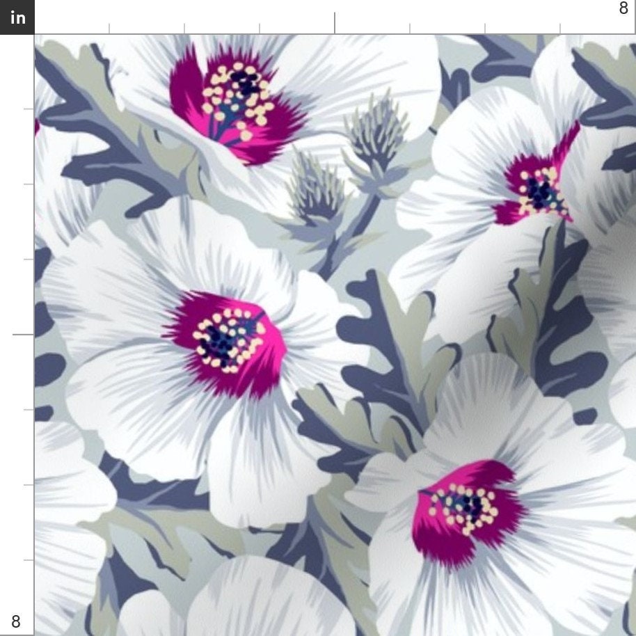 New Zealand Hibiscus Fabric New Zealand Hibiscus Light By | Etsy