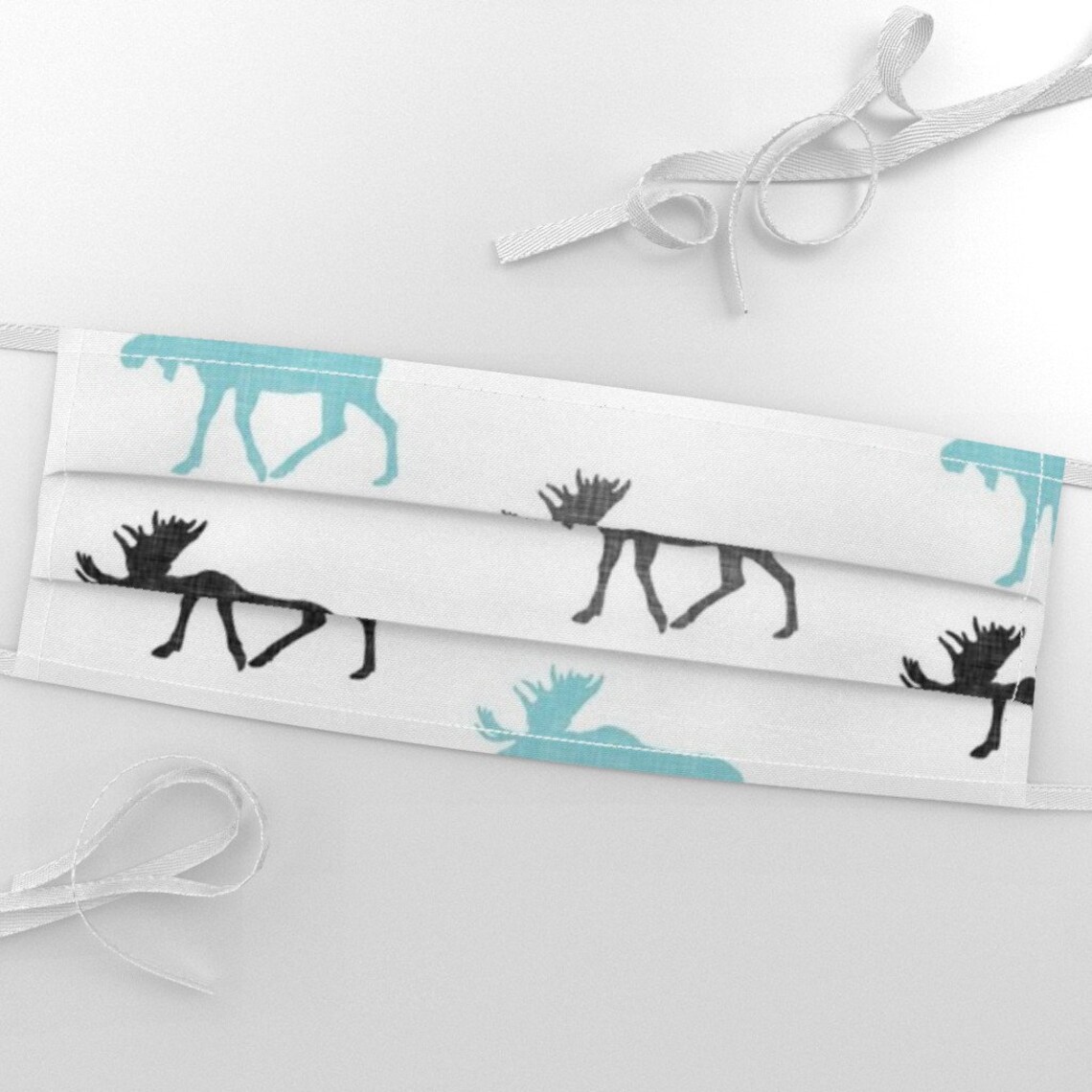 Moose Fabric Multi Moose Grey and Light Teal by | Etsy