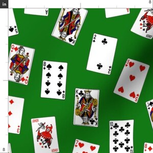 Playing Cards Fabric - Playing Card Green by Thin Line Textiles ...