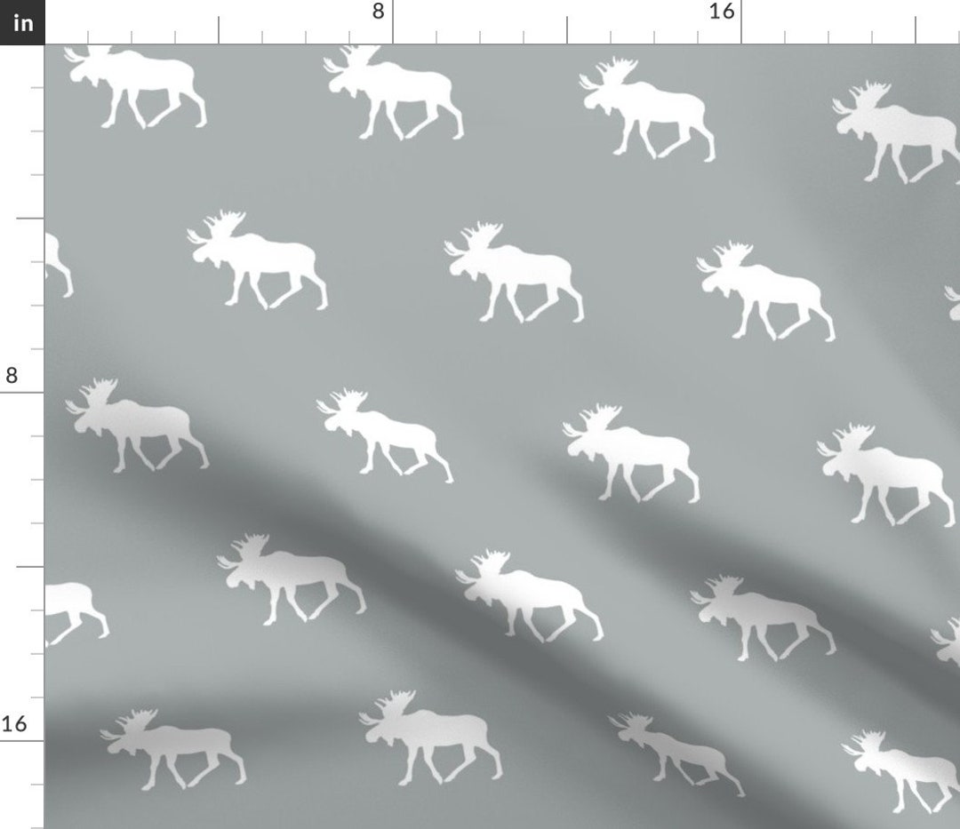 Moose Fabric Moose / Grey Custom Fabric by Little Arrow Design Moose ...
