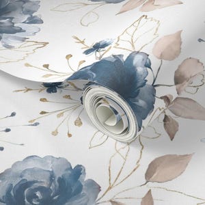 Soft Blue Floral Wallpaper Navy Floral by Lub_by_lamb Watercolor Blue ...