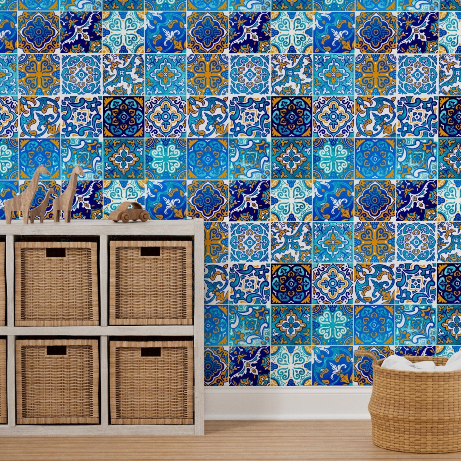 Spanish Wallpaper Sea Breeze Spanish Tile by Penguinhouse - Etsy