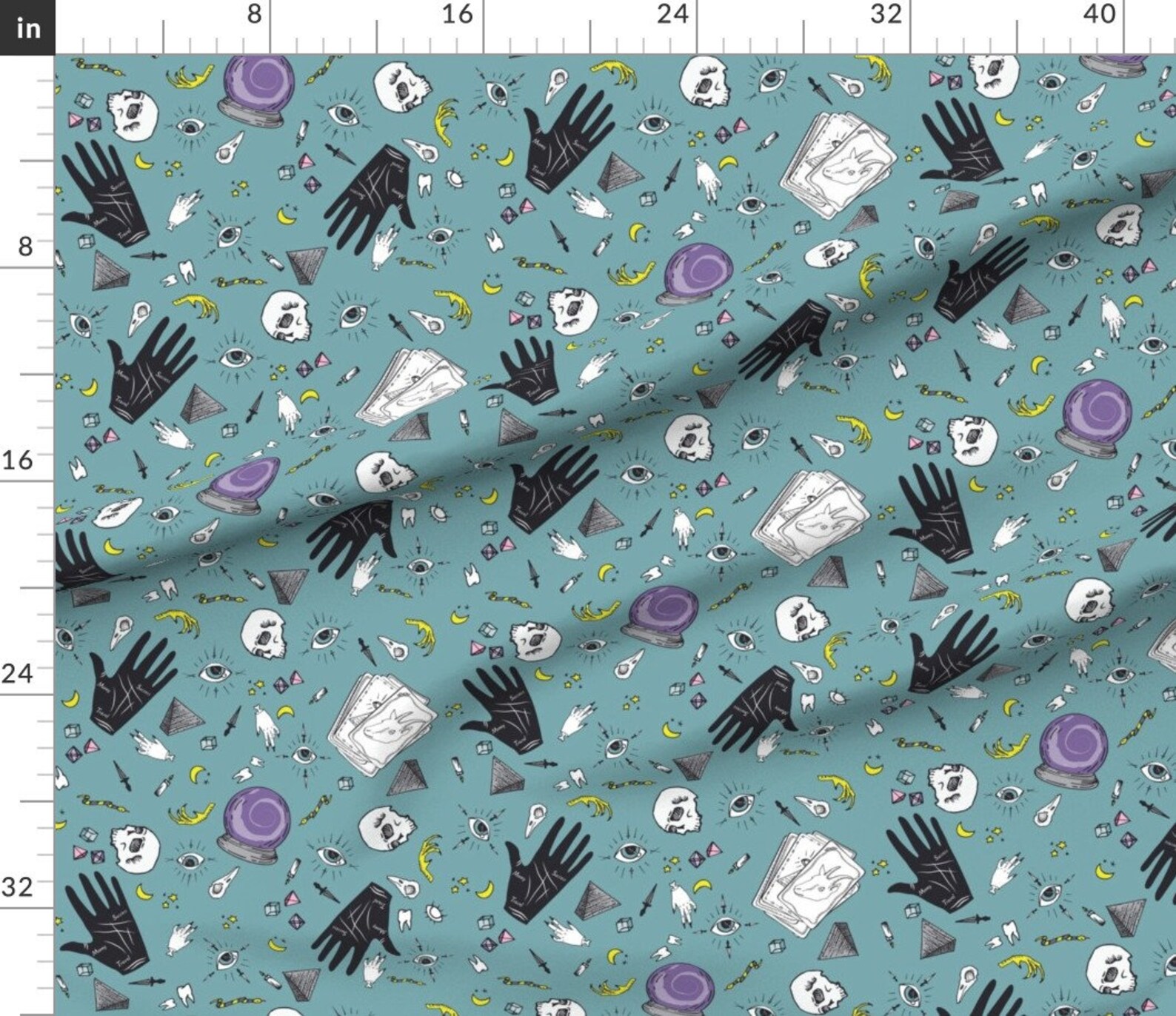 Spooky Fabric Curses and Spells in Blue by Bella Modiste - Etsy