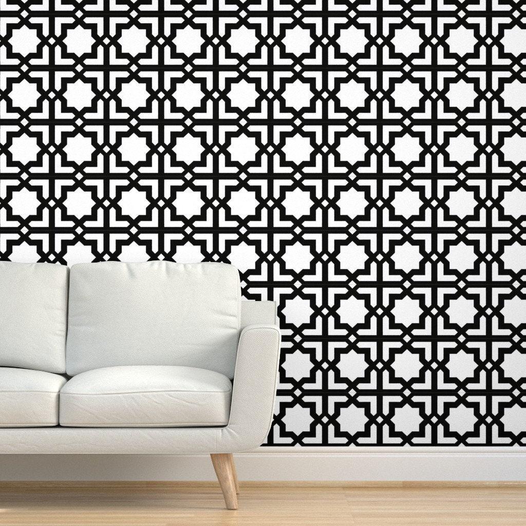 Moroccan Wallpaper Casablanca White Black by Miss Blümchen - Etsy