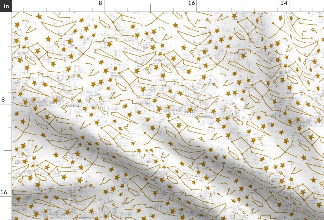 Zodiac Fabric - Zodiac and Stars Gold by Holli Zollinger - Zodiac ...
