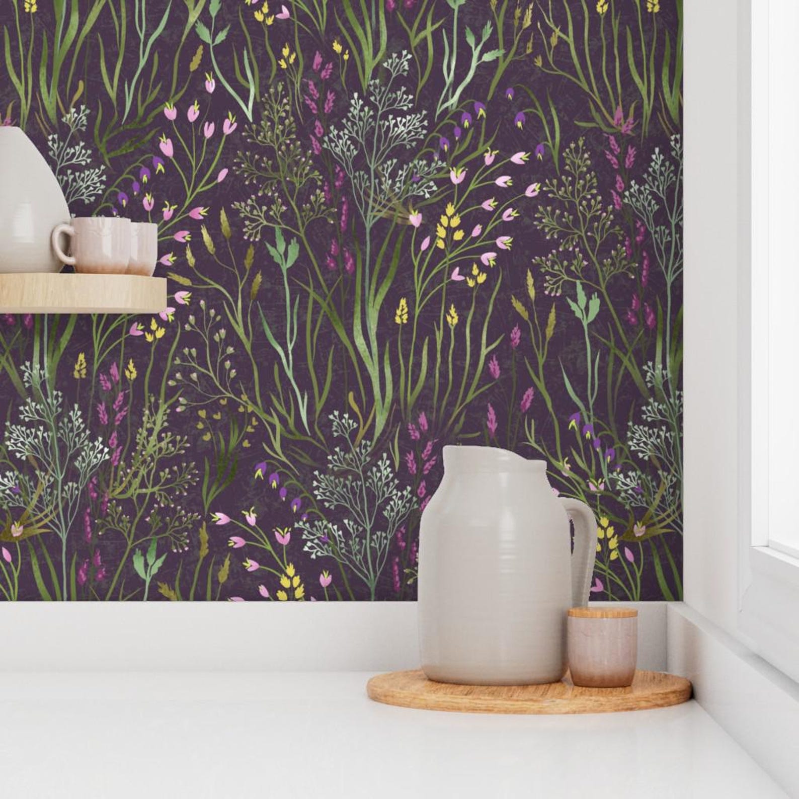 Purple Grasses Wallpaper - Wildgrass by Gaiamarfurt - Purple Green ...