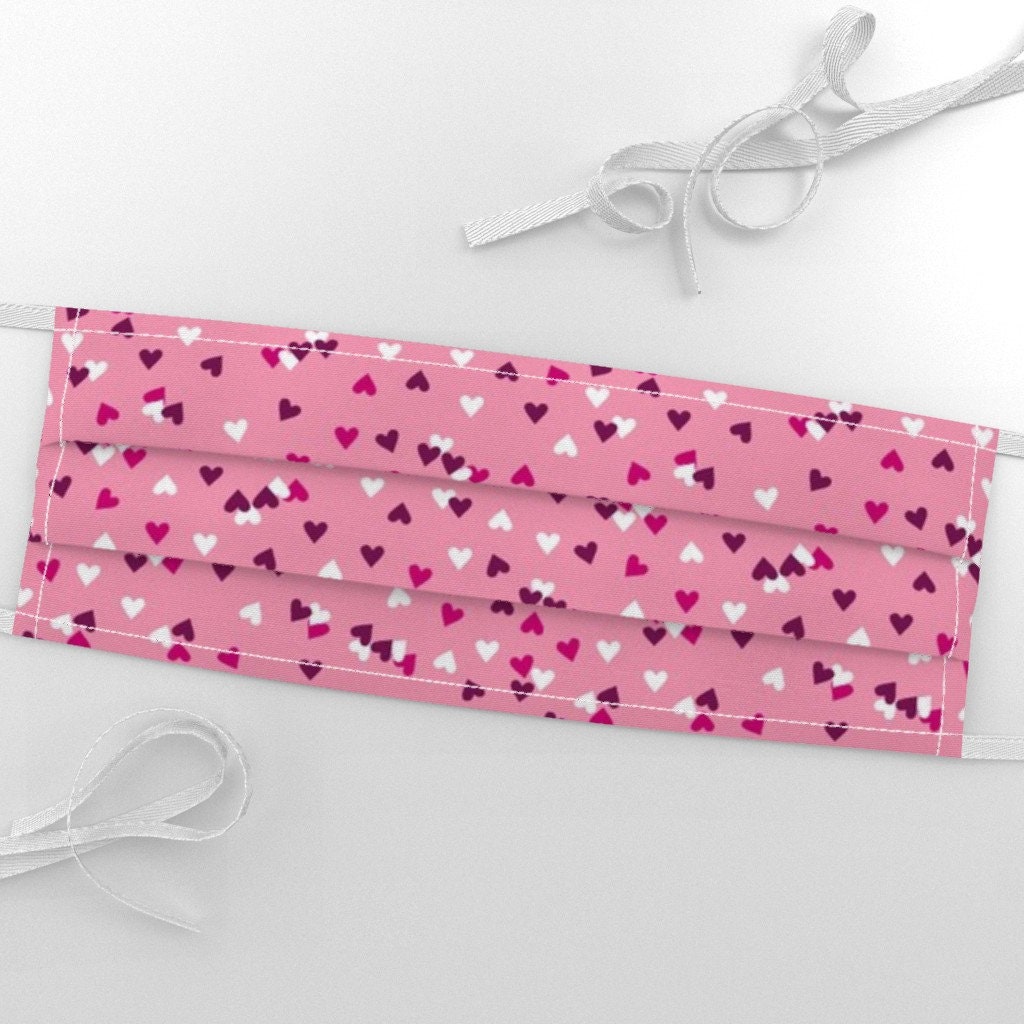 Ditsy Hearts Fabric Olive Ostrich Hearts Pink By | Etsy