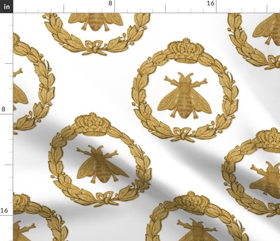Napoleon Fabric Napoleonic Bees Queen Bee Faux Gilt on White - Etsy