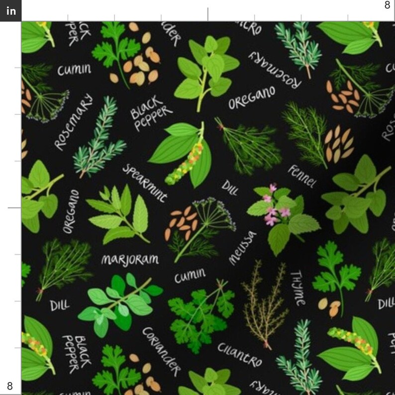 Greenery Herbs on Black Fabric Herbs and Spices by - Etsy