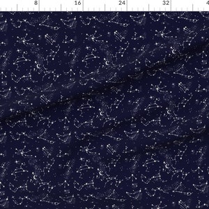 Zodiac Fabric Zodiac Constellations in Night Navy by ...