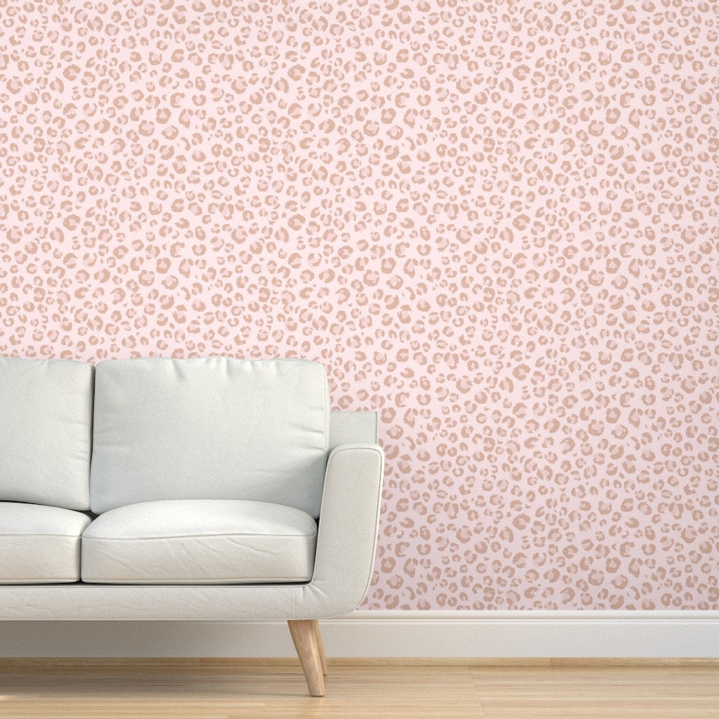 Leopard Wallpaper Pink Animal Print by Erin Kendal Blush - Etsy