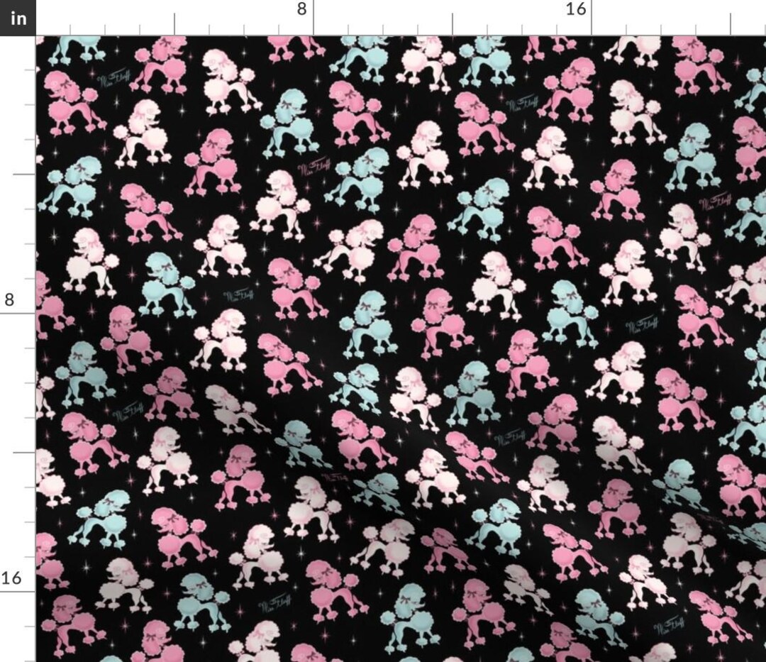 Pretty Poodles Fabric Poodlerama by Miss Fluff Retro Pet Poodles Cotton ...