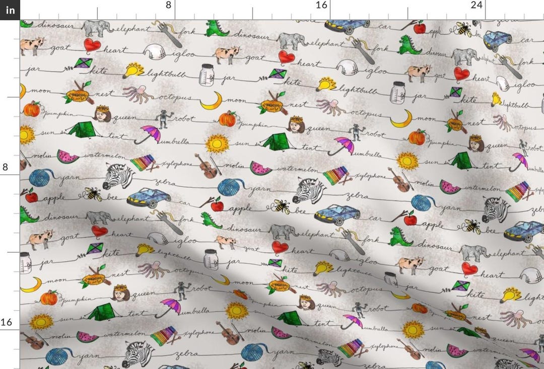 Alphabet Fabric Abc Fabric for Children by Amy Lou Who Alphabet ...