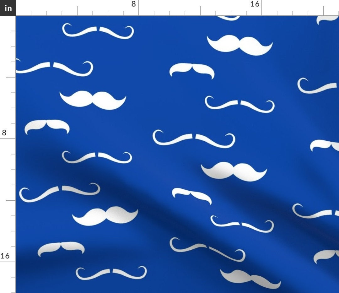Blue Mustache Fabric Royal Blue Mustaches by Modfox Baby Boy Blue ...