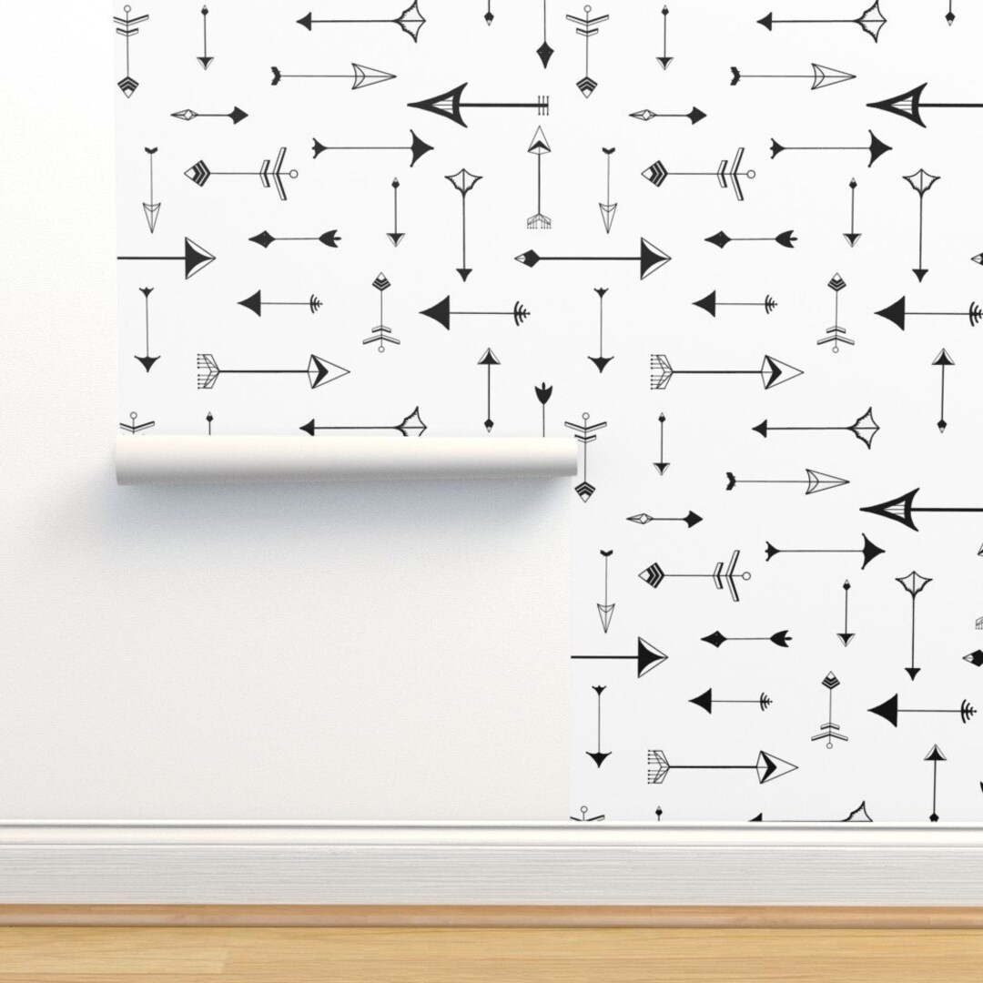 Arrow Wallpaper Paper Arrows Black White by Domesticate - Etsy
