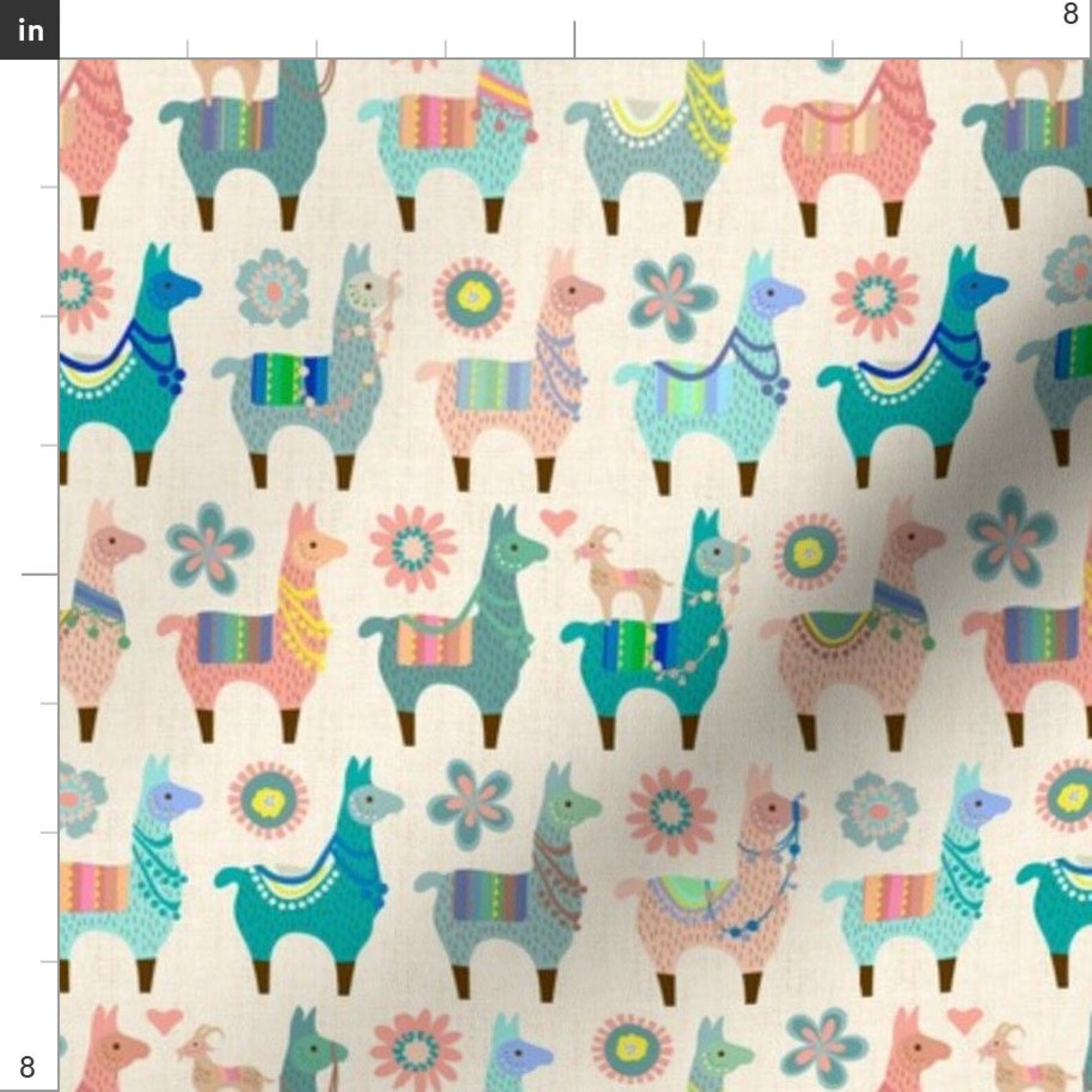 Llama Fabric Llama Fun By Mariafaithgarcia Pastel Nursery | Etsy