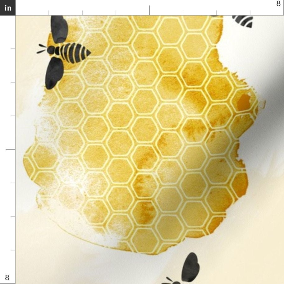 Busy Bees Fabric Busy Bee by Littlearrowdesign Watercolor - Etsy
