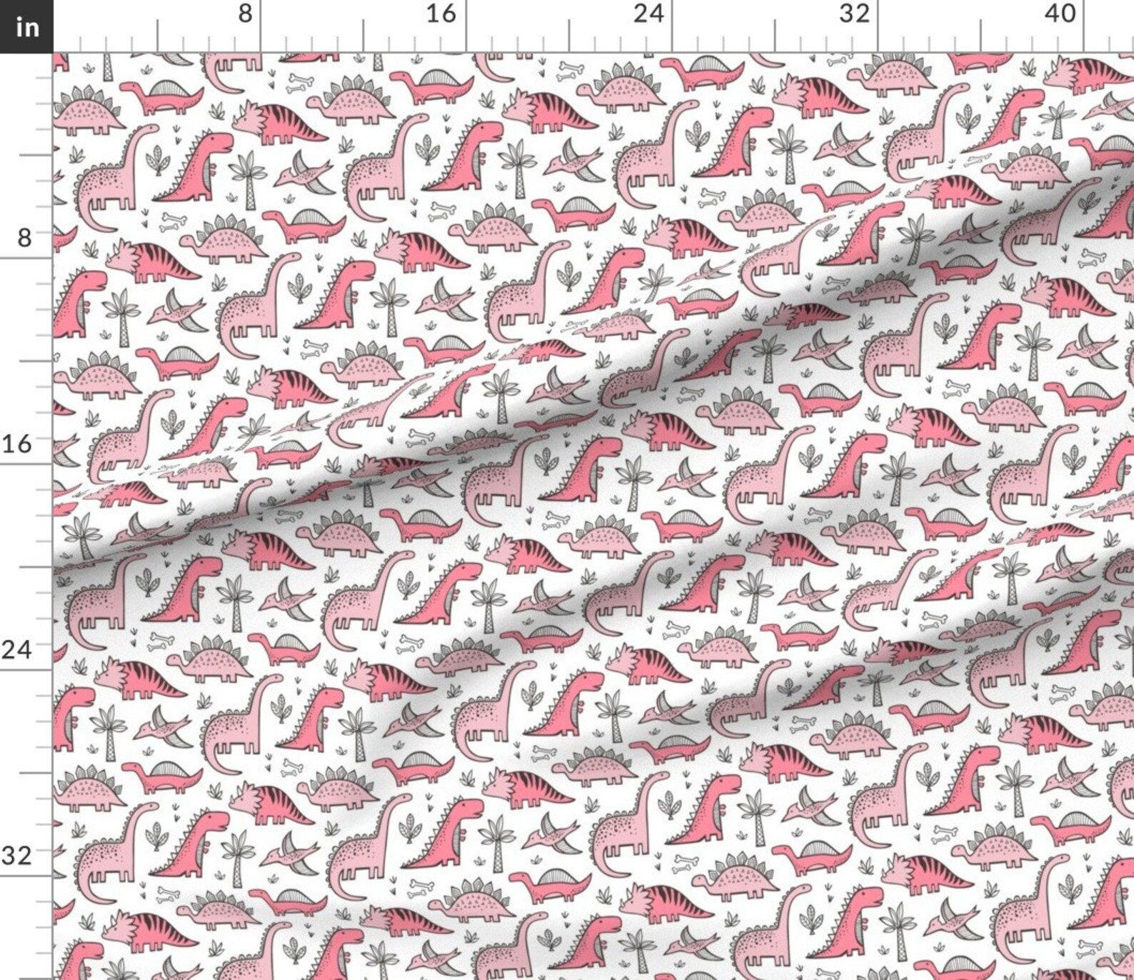 Girls Dinosaur Fabric Dinosaurs in Pink by Caja Design - Etsy