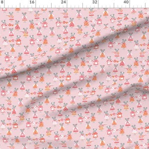 Mouse Fabric - Tea Time Mouse by Andie Hanna - House Mouse Pink Animal ...