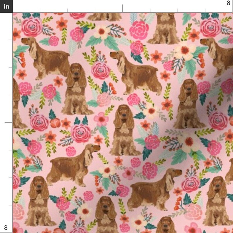 Cocker Spaniel Fabric Cocker Spaniel Florals Flowers Dog - Etsy