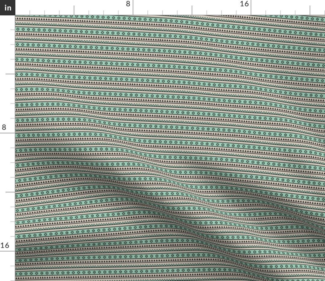 Petite Aztec Stripe Fabric Aztec Mint by Kimsa Tiny Aztec Striped ...