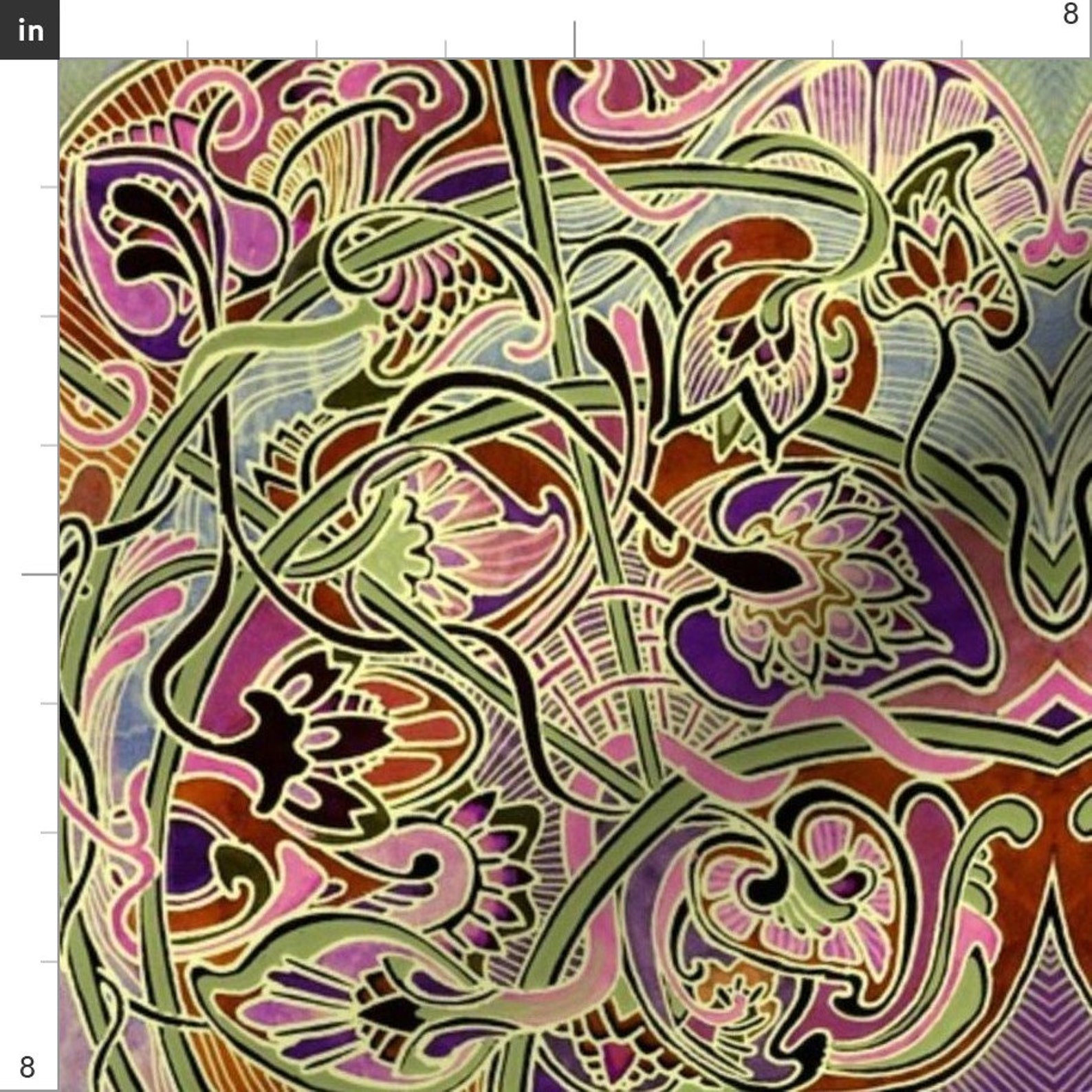 Earthtone Abstract Fabric Nouveau Paisley Gardens by - Etsy