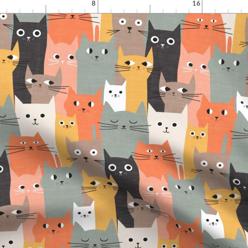 Cat Print Fabric - Etsy