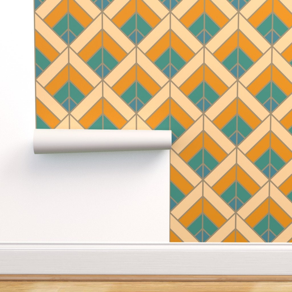 Art Deco Wallpaper Geometric Pattern Art Deco Diamond Lily - Etsy