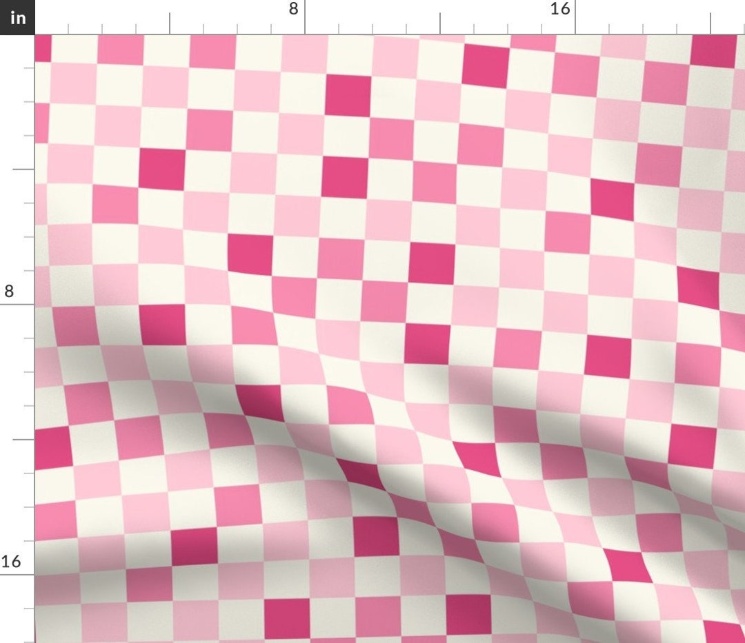 Checkered Fabric Pink Magenta Check by Sabina_bala Pink Magenta Squares ...